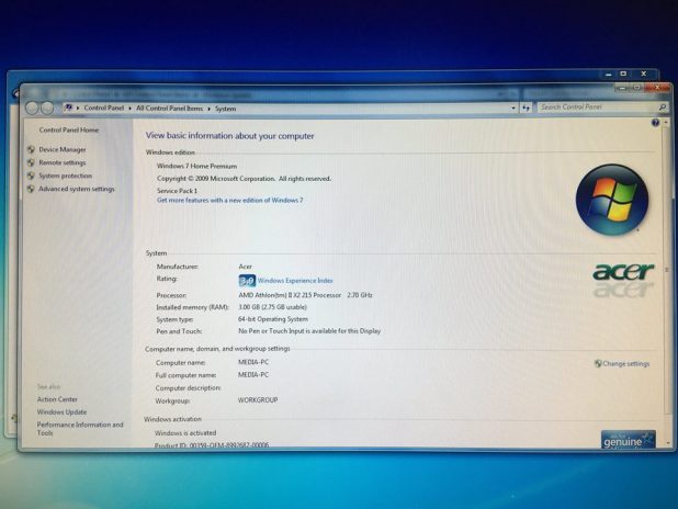 Reconditioned ACER Aspire AX1301 Slim Desktop, AMD Athlon II X2 215 ...